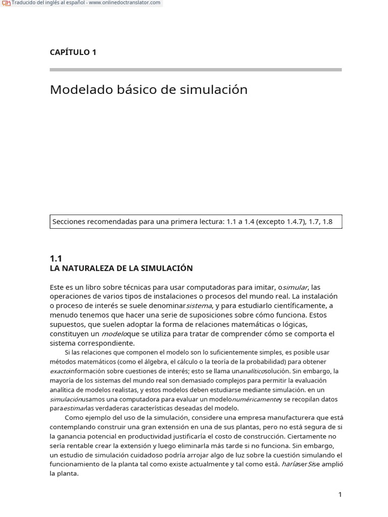 Capitulo 1 | PDF | Simulación | Hora