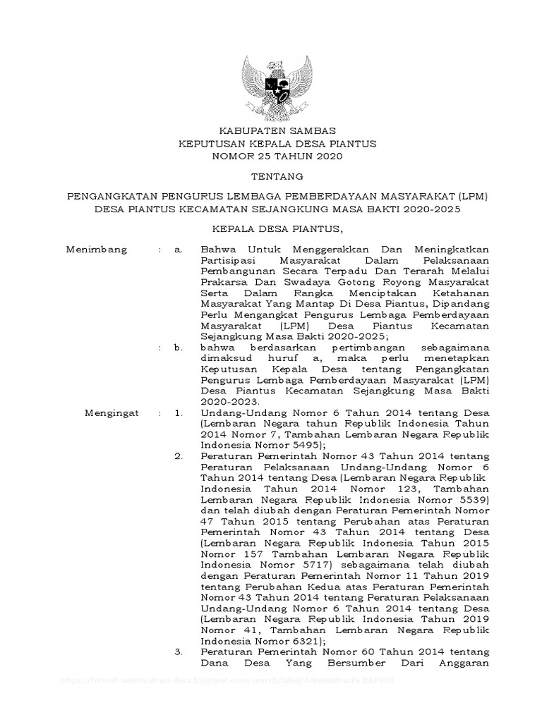 25 SK LPM Desa 2020-2025 | PDF