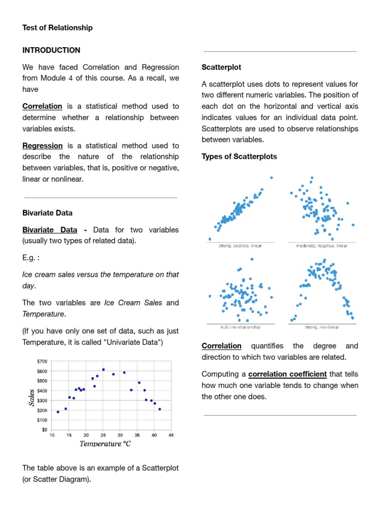 Test of Relationship | PDF | Scatter Plot | Statistics