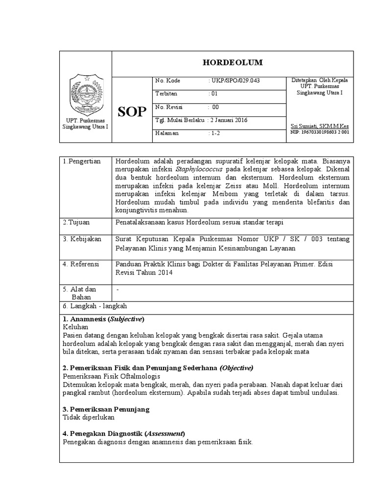 SOP Hordeolum | PDF