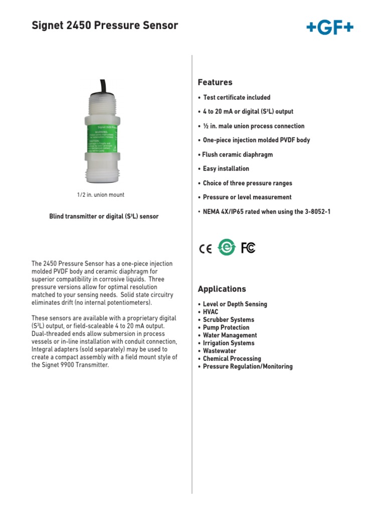 GF Signet Pressure Transmitter | PDF | Electrical Connector ...