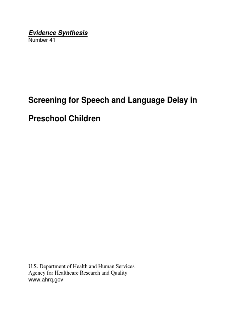 Screening For Speech and Language Delay | PDF | Evidence Based Medicine | Systematic Review