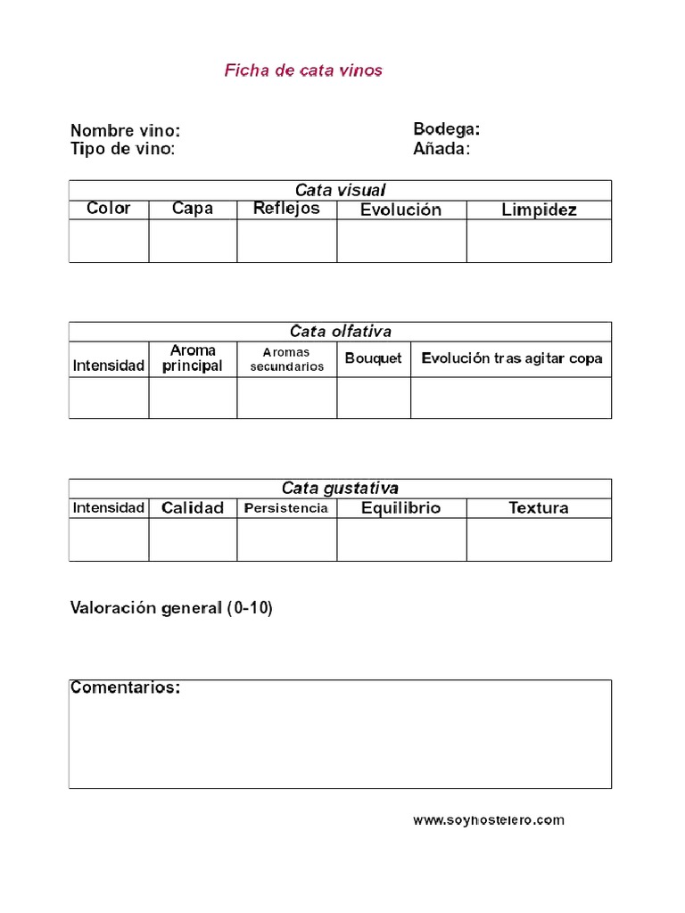 Ficha de Cata Word1 | PDF