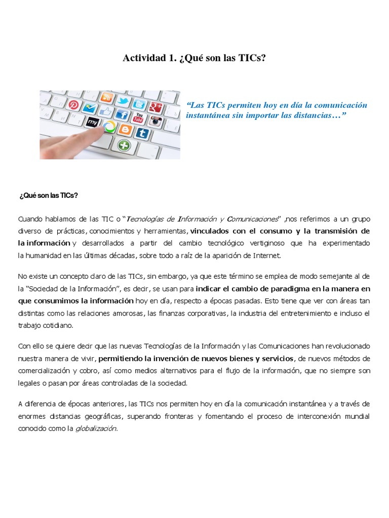 Actividad 1. TICS Y NTICX | PDF | Tecnología de información y comunicaciones | Teléfonos móviles