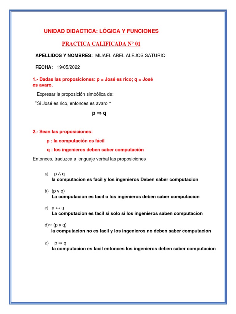 Practica Calificada N°01 | PDF