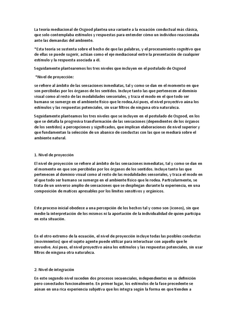 La Teoría Mediacional de Osgood Plantea Una Variante A La Ecuación ...