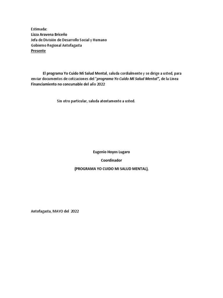 Carta Oficio Conductor | PDF