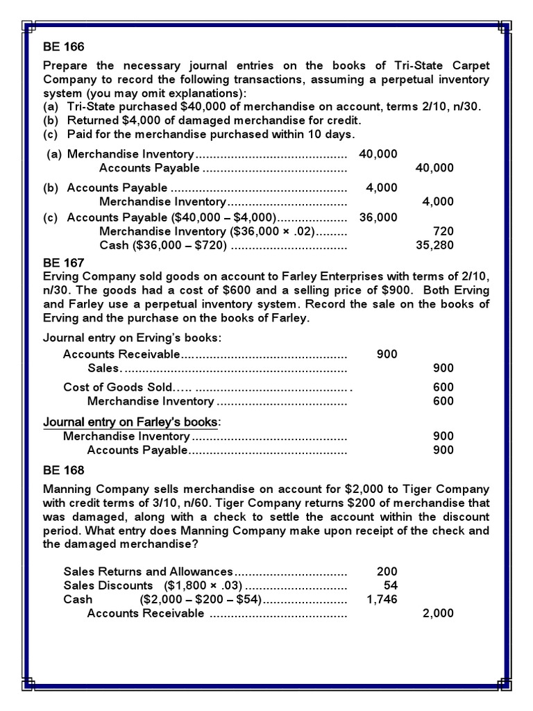 Journal Entries for Inventory Transactions | PDF | Cost Of Goods Sold ...