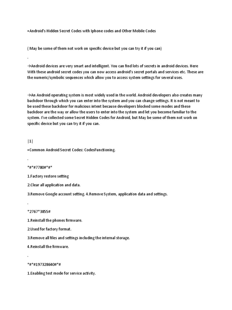 Common Android Secret Codes and Hidden Menus: A Guide to Accessing ...