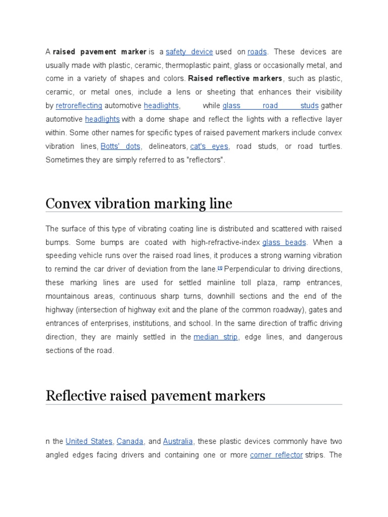 Convex Vibration Marking Line: Safety Device Roads | PDF ...