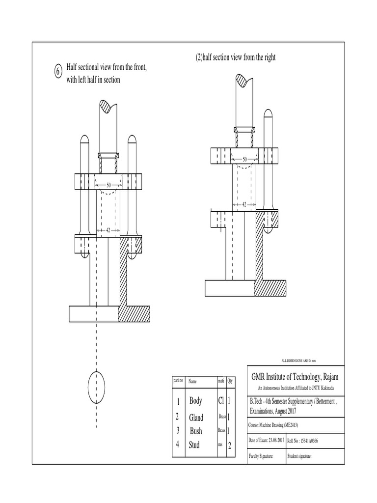 6 Half Sectional View From The Front, With Left Half in Section (2 ...