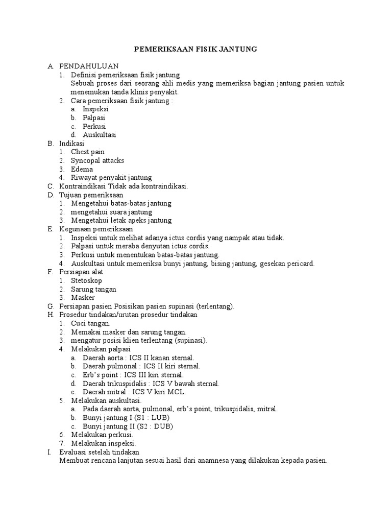 Sop Pemeriksaan Fisik Jantung | PDF