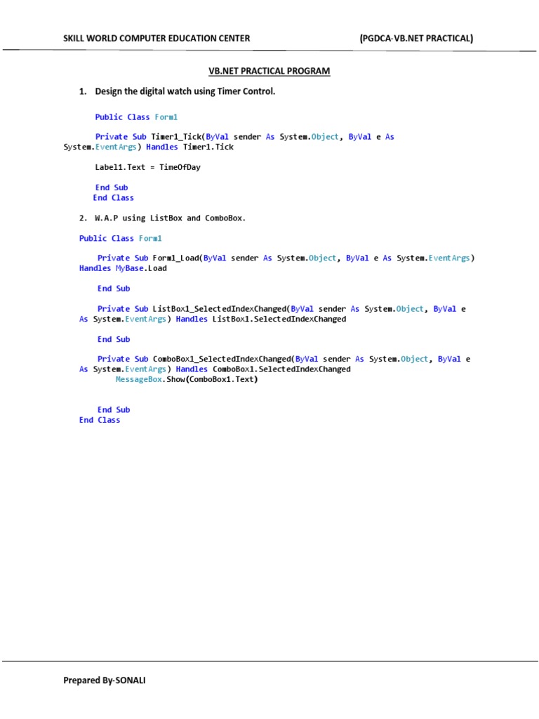 Practical Program | Download Free PDF | Visual Basic .Net | Software