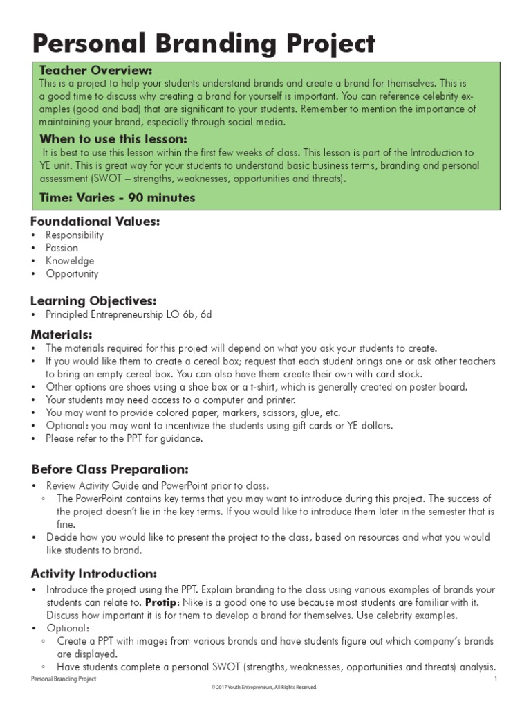 Personal Branding Project | PDF | Brand | Marketing