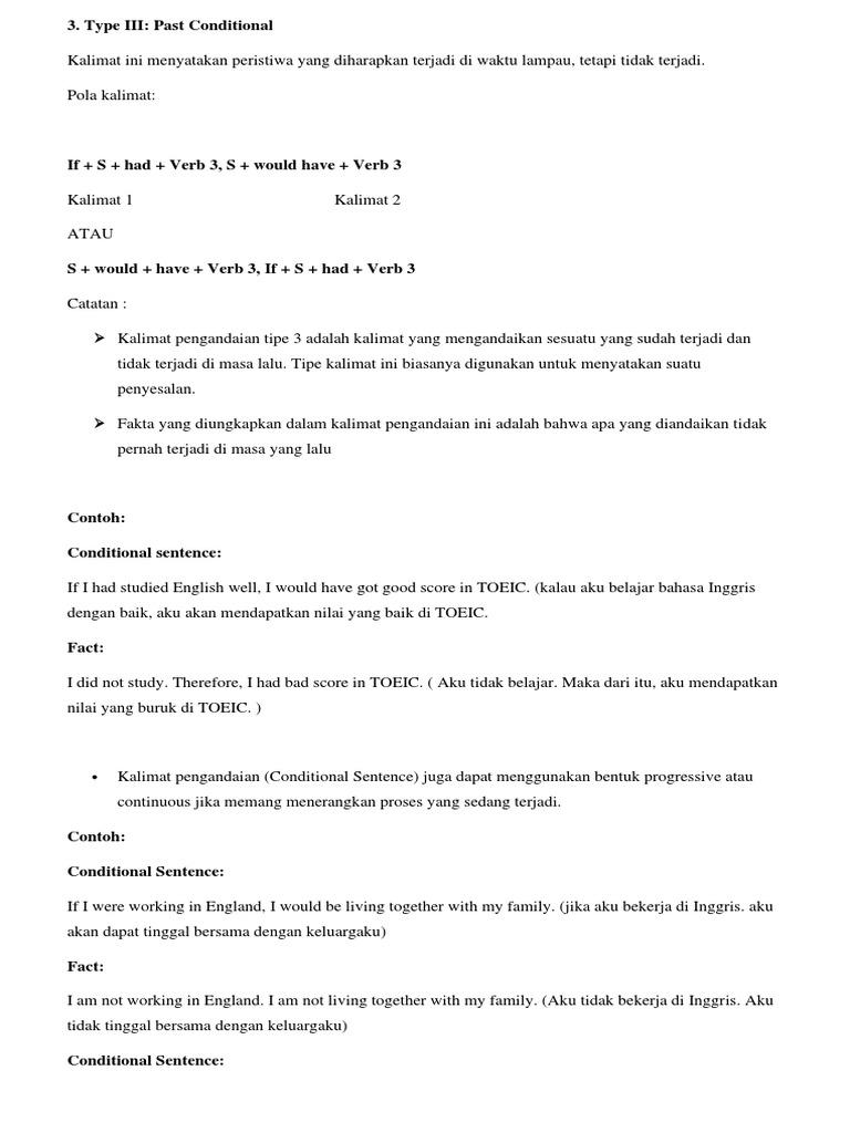 Conditional Sentence Type 3 | PDF | Seni & Disiplin Bahasa