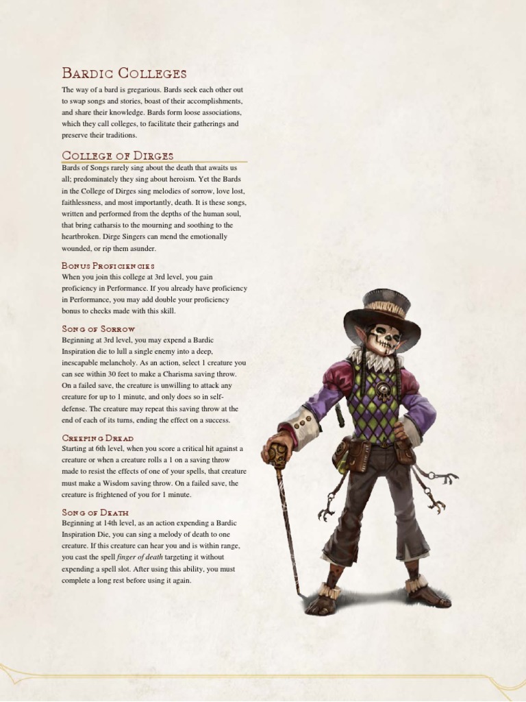 Bardic Colleges: College of Dirges | PDF | Poetry