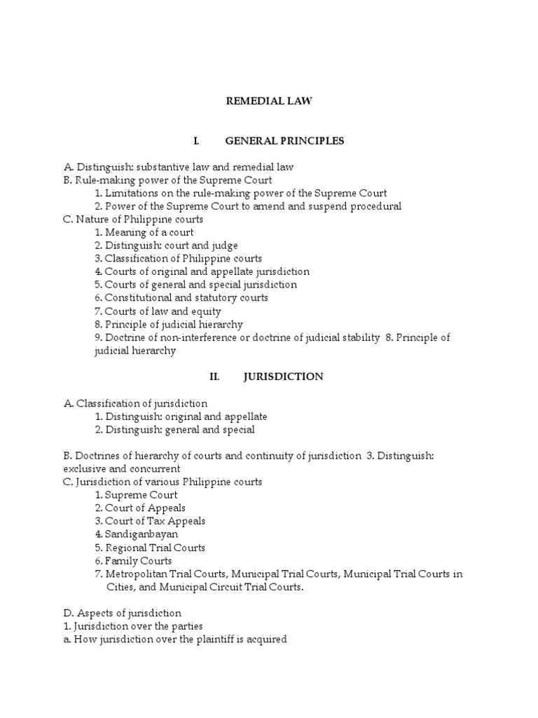 Remedial Law I. General Principles | Download Free PDF | Lawsuit ...