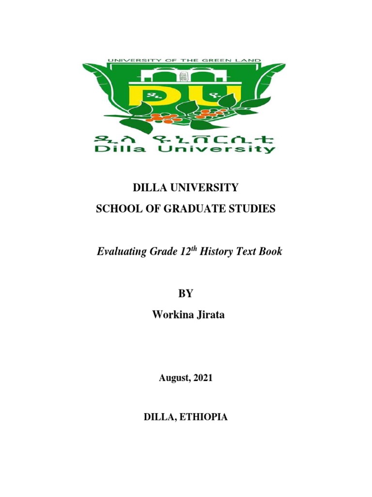 Dilla University School of Graduate Studies: Evaluating Grade 12 ...