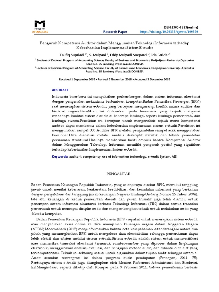 Jurnal Tentang Sistem E-Audit | PDF