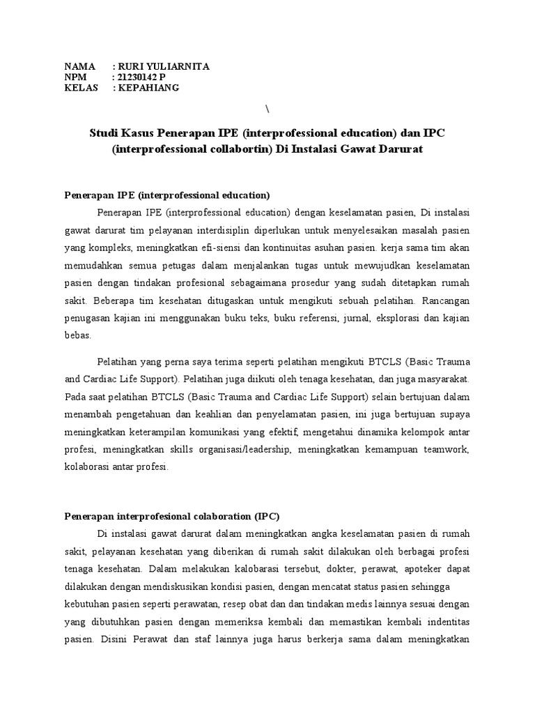Studi Kasus Penerapan IPE Dan IPC | PDF | Sains & Matematika