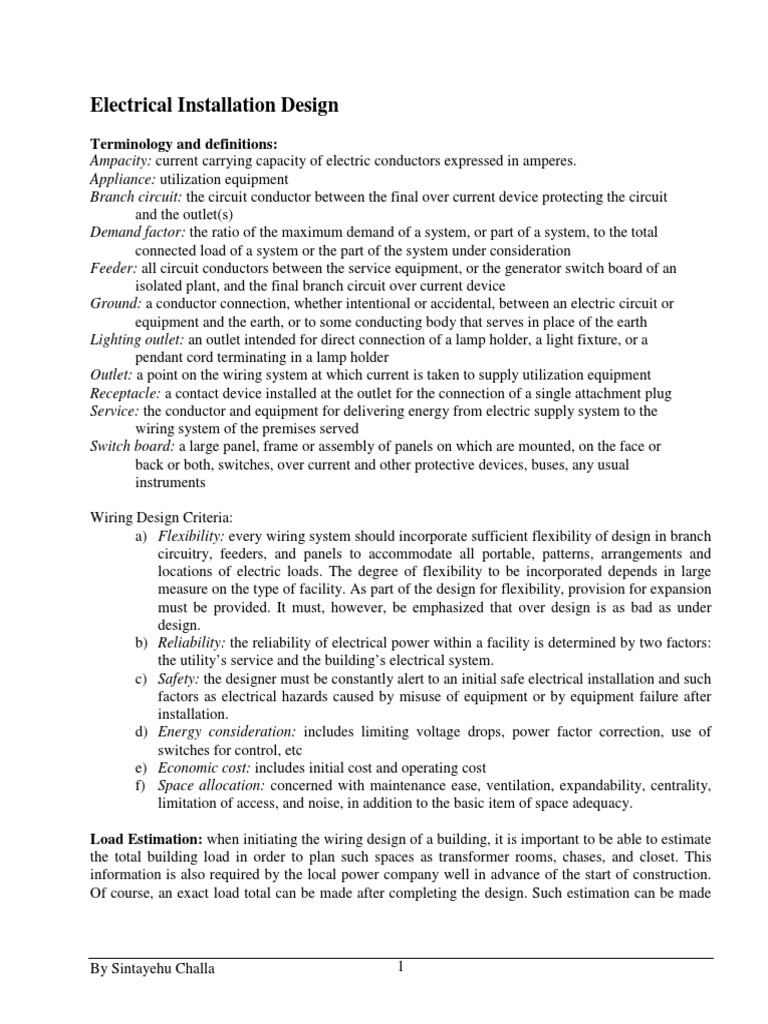 Electrical Installation Design: Terminology and Definitions | PDF ...