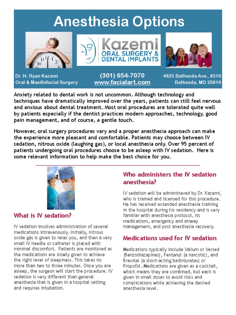 Anesthesia Options: Who Administers The IV Sedation Anesthesia? | PDF ...