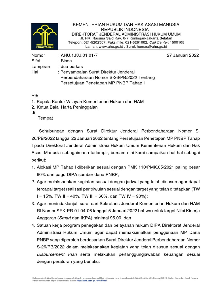 Penetapan MP PNBP Tahap I | PDF