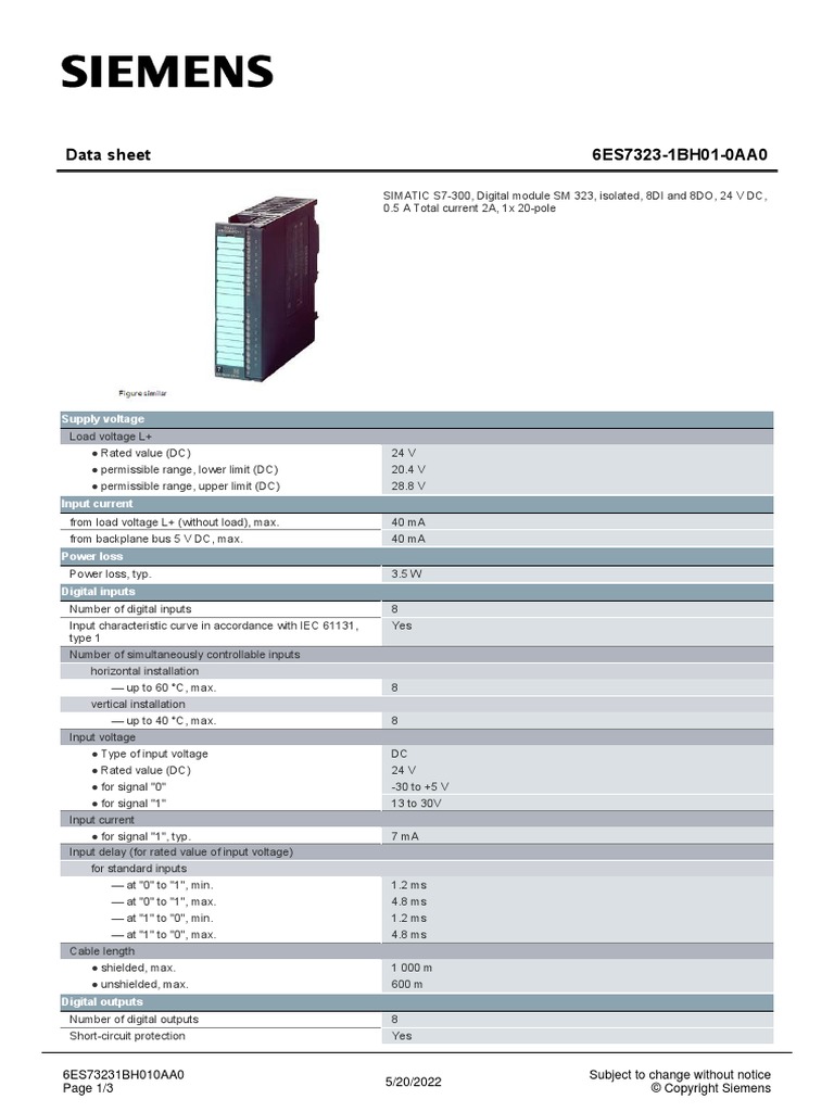 6ES73231BH010AA0 Datasheet en | PDF | Electrical Components ...
