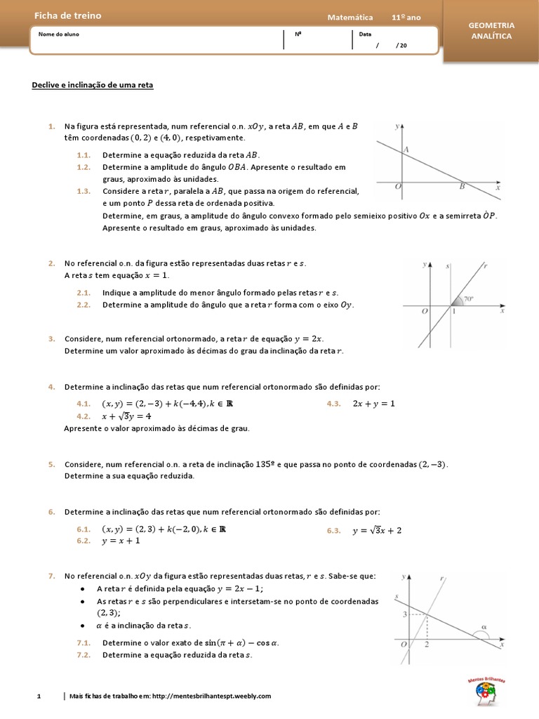 Declive e Inclinação de Uma Reta | PDF | Linha (Geometria) | Sistema de ...
