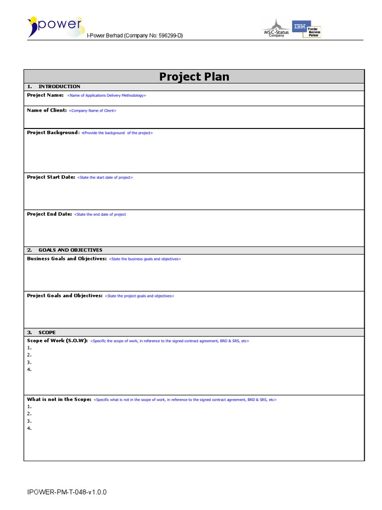 (Project Name) Project Plan | PDF | Project Management | Computing
