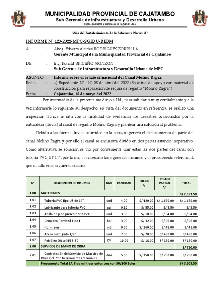 Informe Molino Ragra | PDF | edificio | Sectores Economicos