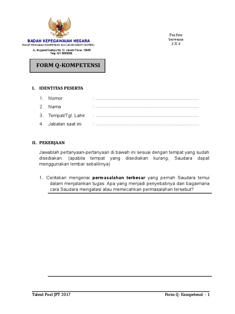 Form Q-Kompetensi | PDF