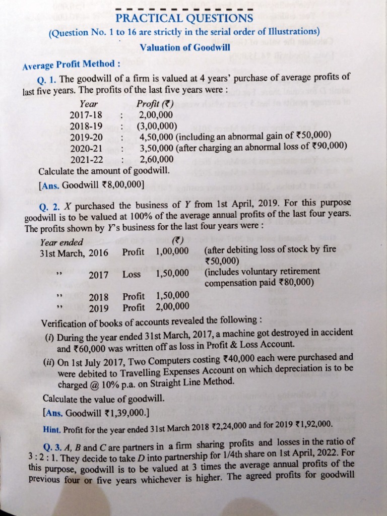 Goodwill Questions | PDF | Goodwill (Accounting) | Valuation (Finance)