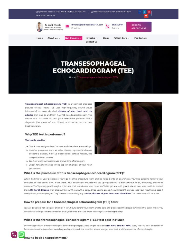 Transesophageal Echocardiogram (TEE) Test - Dr. Kartik Bhosale | PDF ...