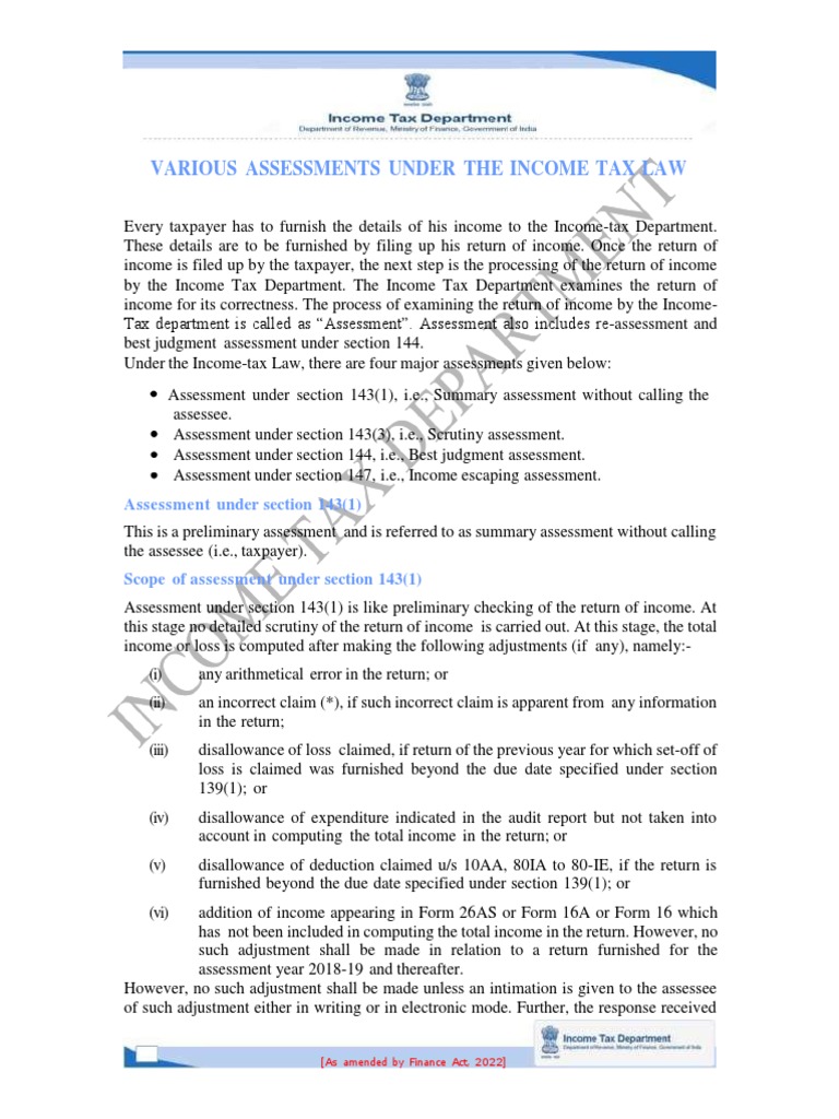 Assessment Procedure | PDF | Taxpayer | Income Tax