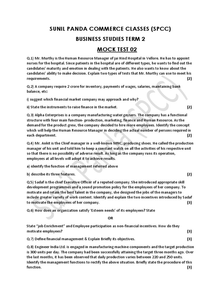 Mock Test 02 BST Sunil Panda | PDF | Capital Structure | Business