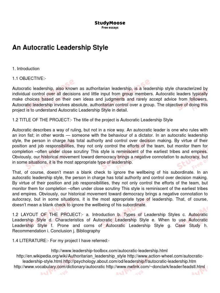 Understanding Autocratic Leadership: A Detailed Exploration of its ...