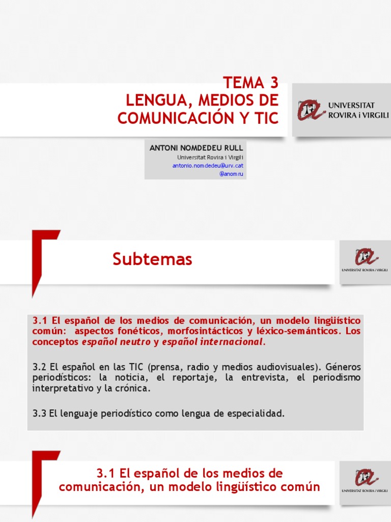 Tema 3 - 31 - El Español de Los Medios de Comunicación | PDF ...