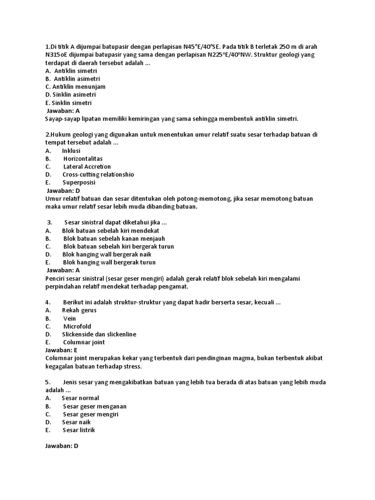 Soal dan Jawaban Geologi Struktur | PDF