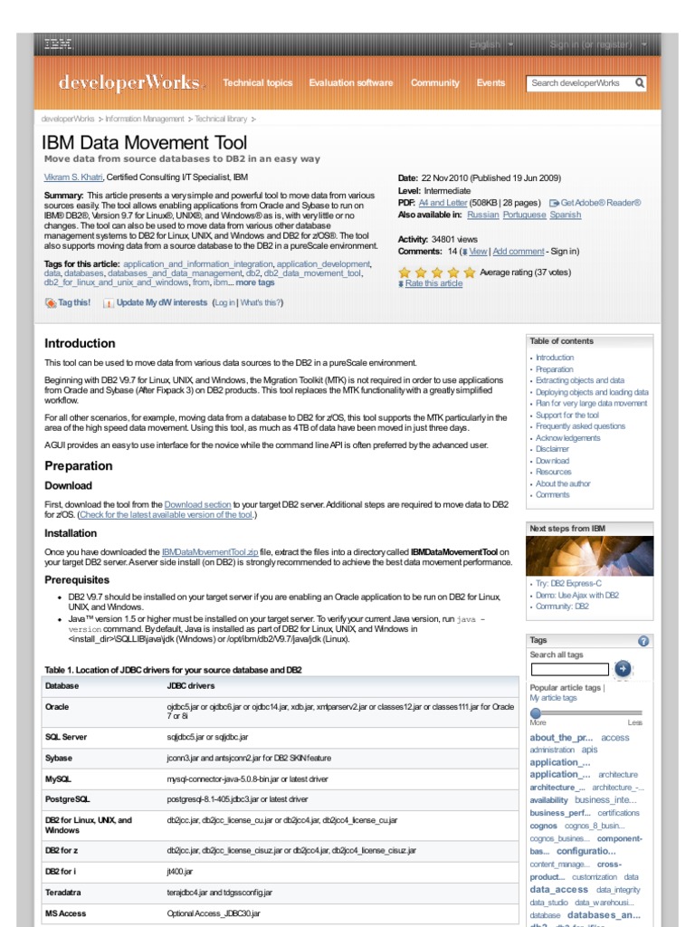 IBM Data Movement Tool | Download Free PDF | Ibm Db2 | Oracle Database