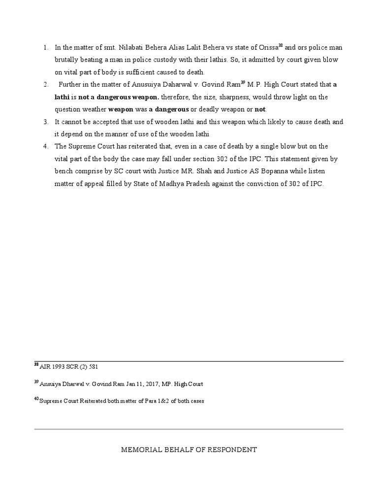 Lathi Is Not A Dangerous Weapon. Therefore, The Size, Sharpness, Would ...