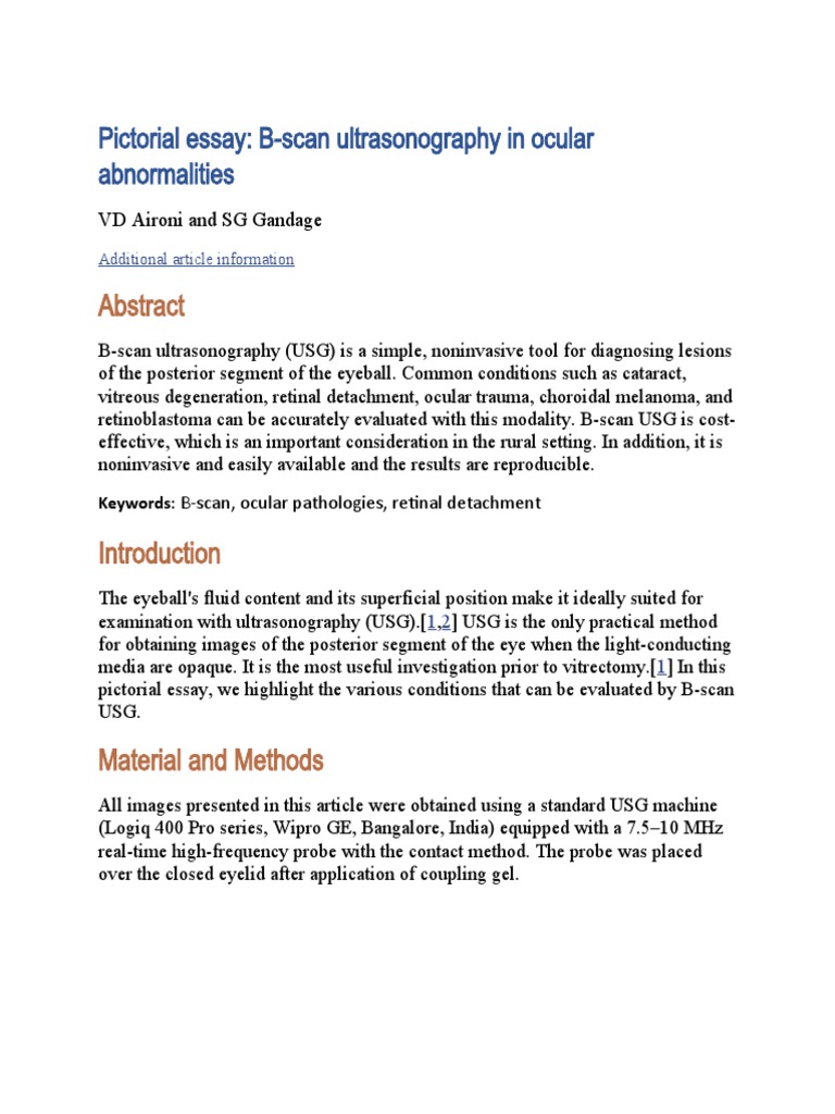 Pictorial Essay: B-Scan Ultrasonography in Ocular Abnormalities | PDF ...