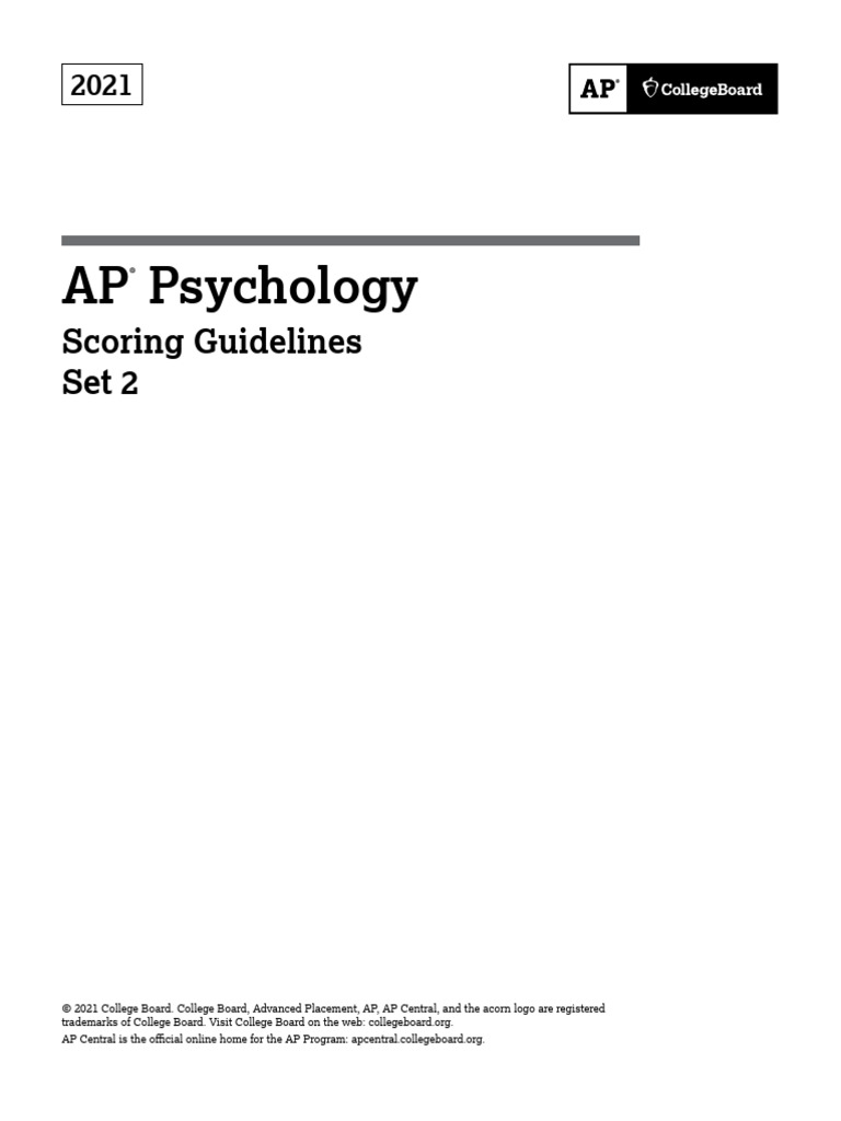 AP Psychology: Scoring Guidelines Set 2 | PDF | Question | Cognition