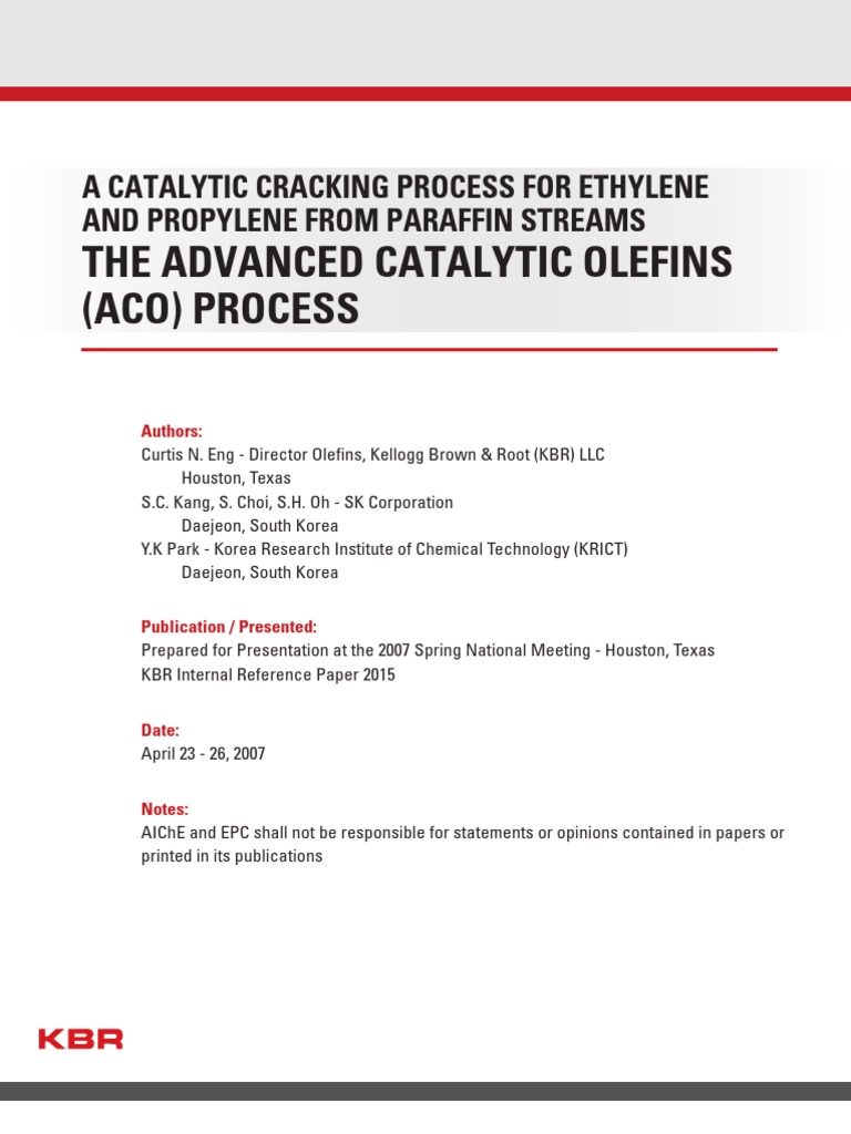 A Catalytic Cracking Process For Ethylene and Propylene From Paraffin ...