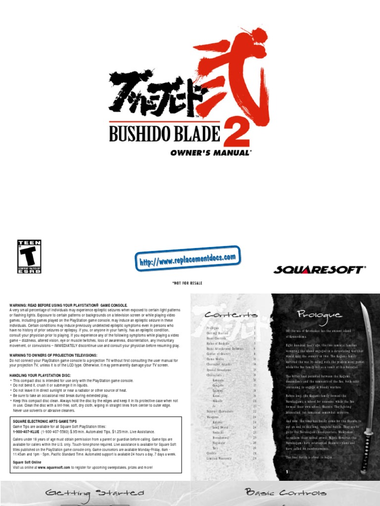 Bushido Blade 2 - Manual - PSX | PDF | Epilepsy