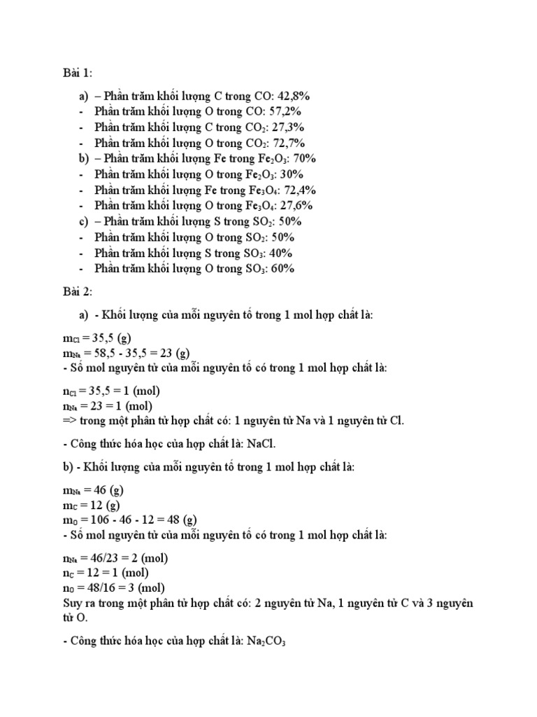 Tính Theo CTHH | PDF