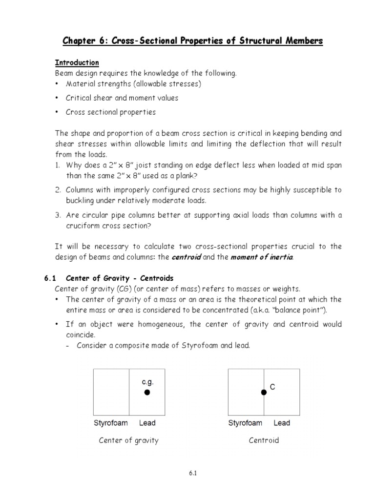 Chapter 6: Cross-Sectional Properties of Structural Members | PDF ...