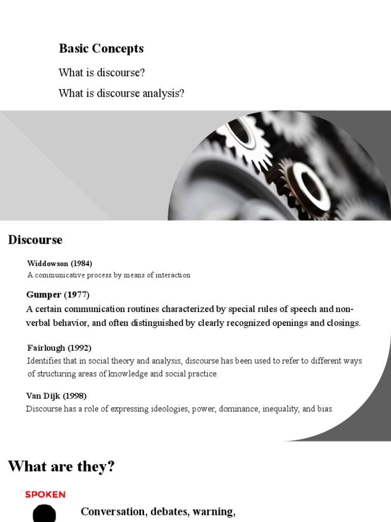 Basic Concepts: What Is Discourse? What Is Discourse Analysis? | PDF | Communication | Discourse
