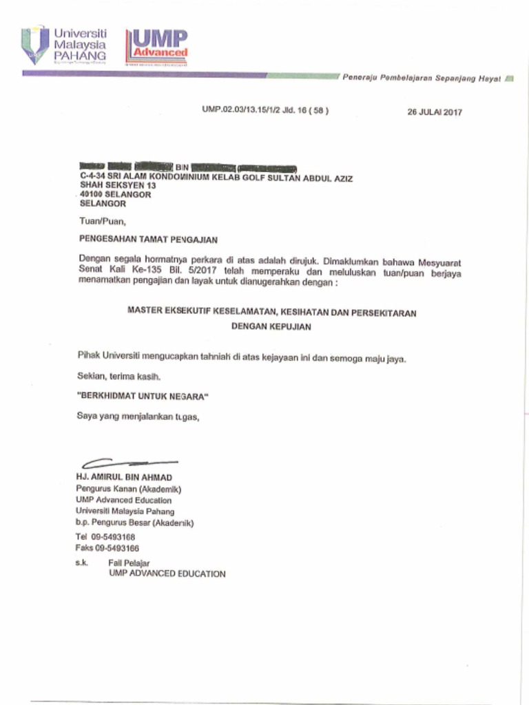 Sample Sijil Ump Exec Master | PDF