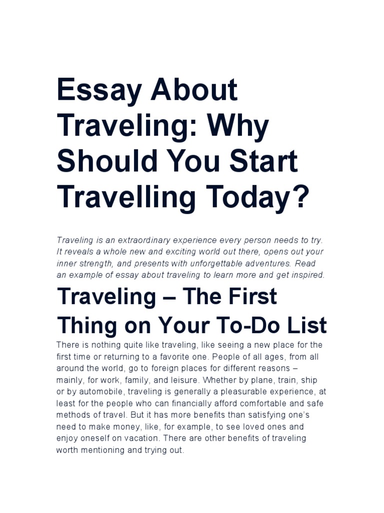 Essay About Traveling: Why Should You Start Travelling Today? | PDF ...